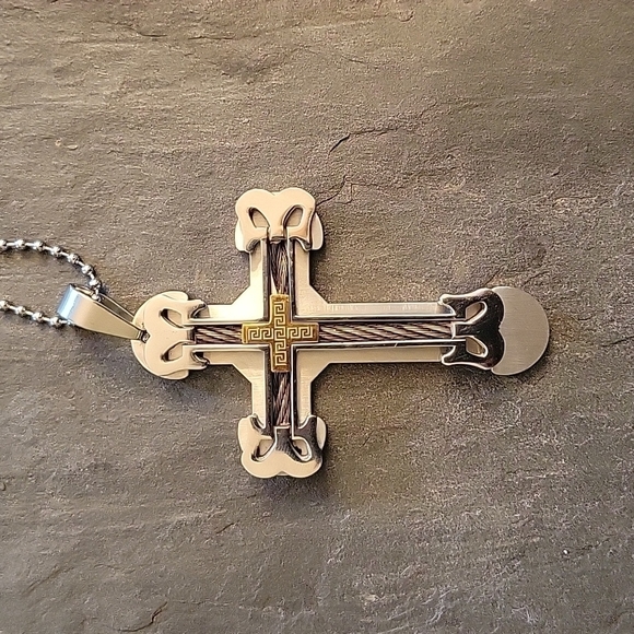 no brand | Accessories | Stainless Steel Cross Necklace Large Heavy ...